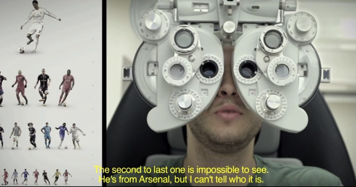 Een oogtest met bekende voetballers in plaats van letters en cijfers ...